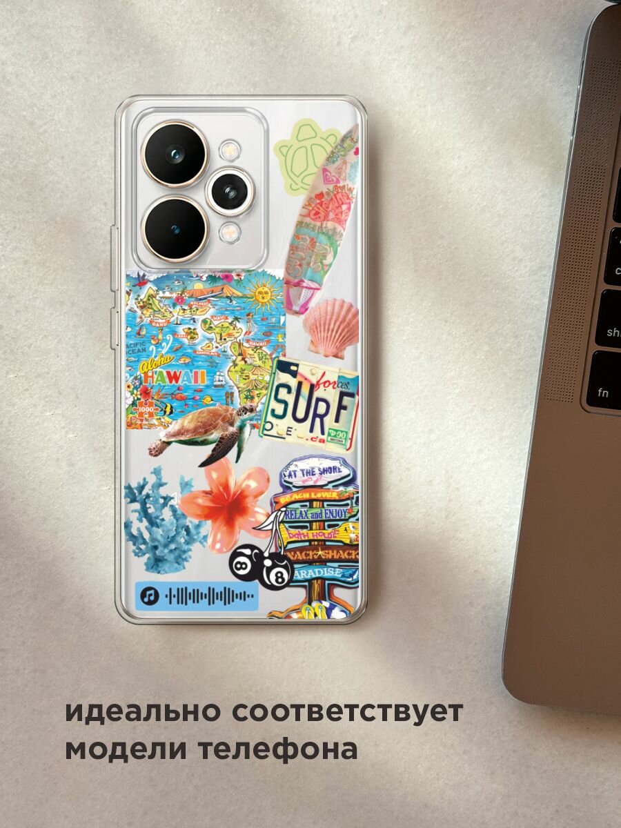 Чехол на Realme 15 Pro / Реалми 15 Про с принтом "Summer collage", прозрачный — фото 1