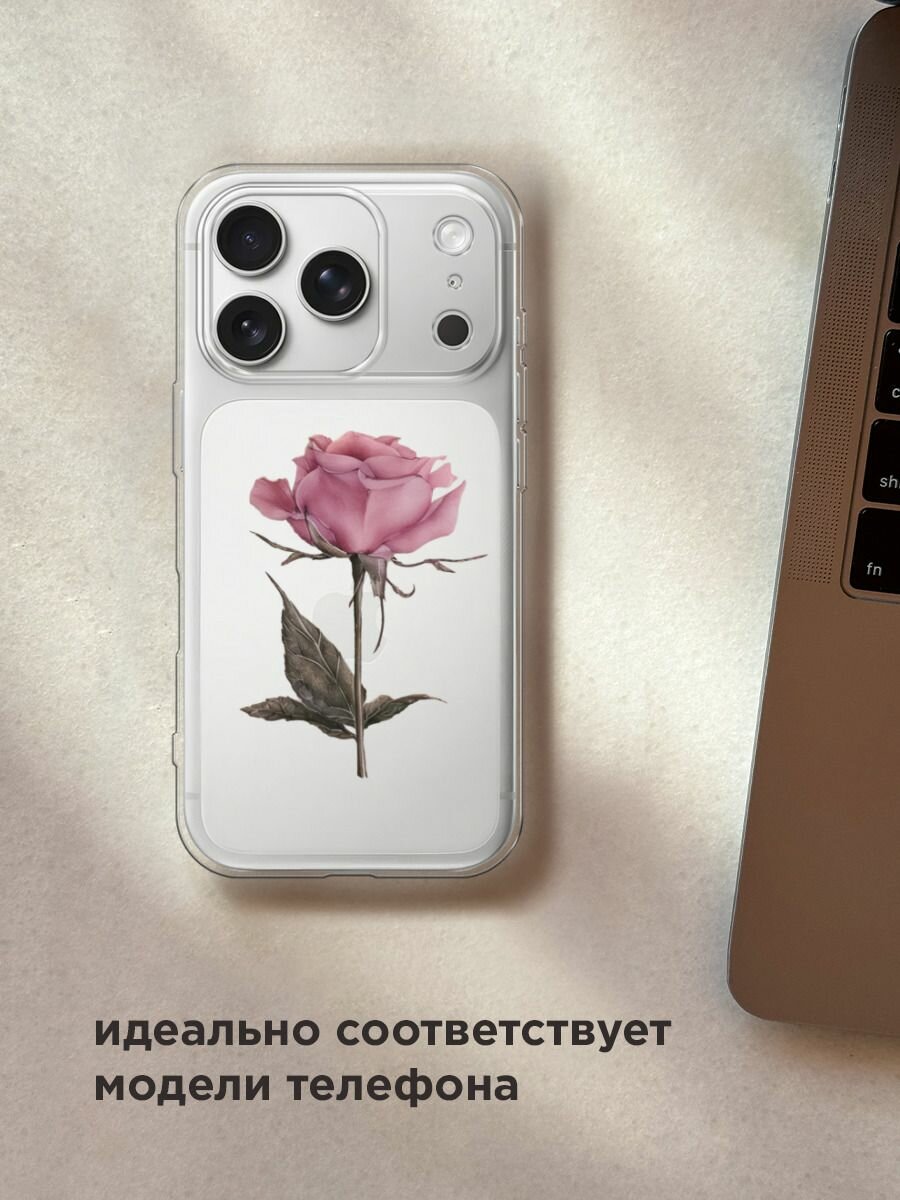 Чехол на Apple iPhone 17 Pro / Айфон 17 Про с принтом "Меланхоличная роза", прозрачный — фото 1