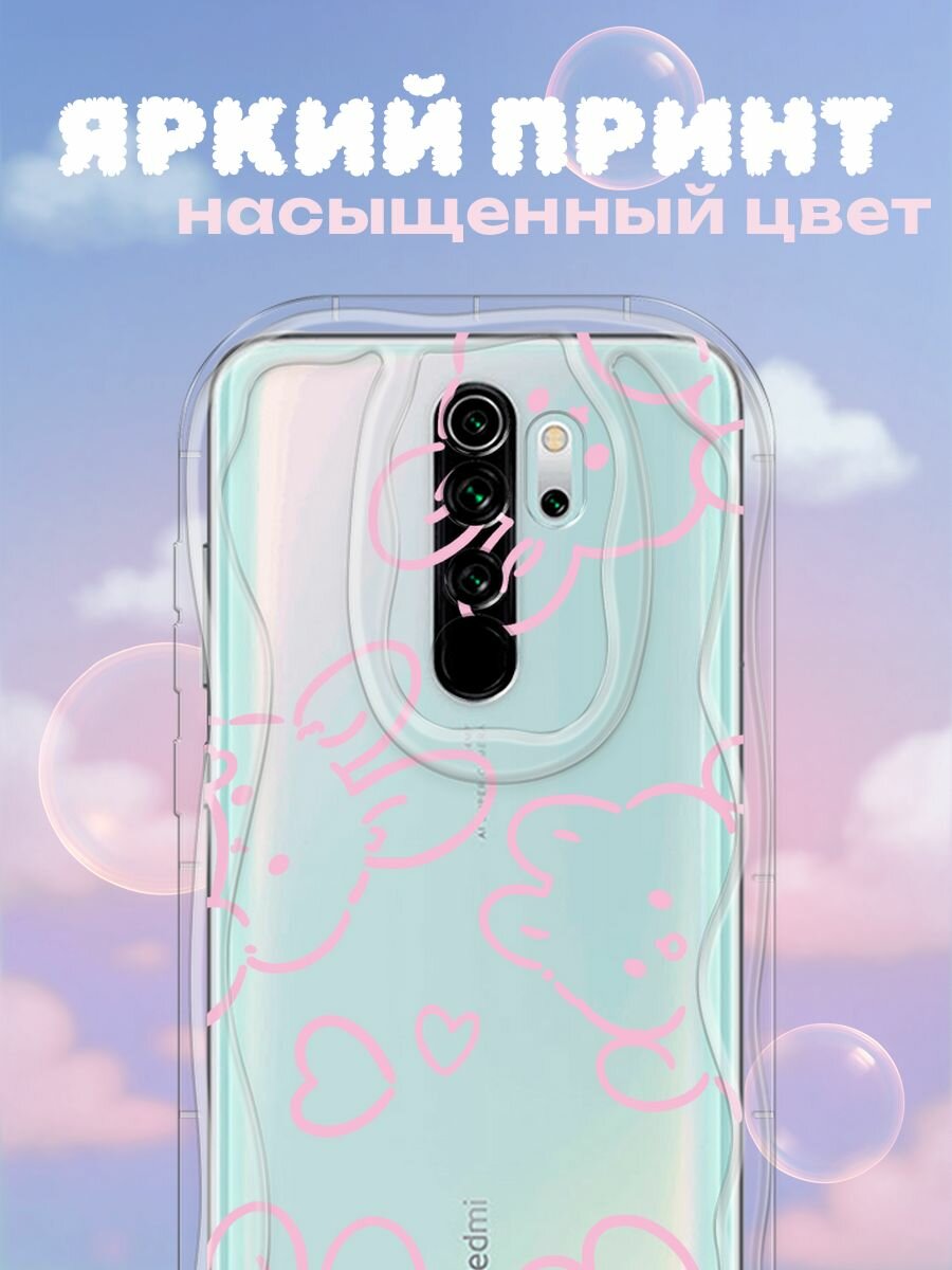 Чехол на Xiaomi Redmi Note 8 Pro / Редми Нот 8 Про с принтом "Контурные зайцы" — фото 1