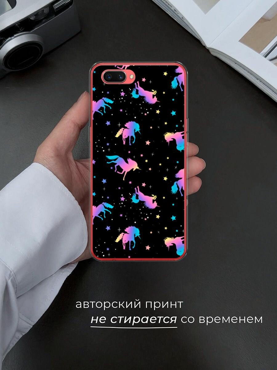 Силиконовый чехол на Oppo A3s / Oppo A3s с принтом "Единороги градиент" — фото 1