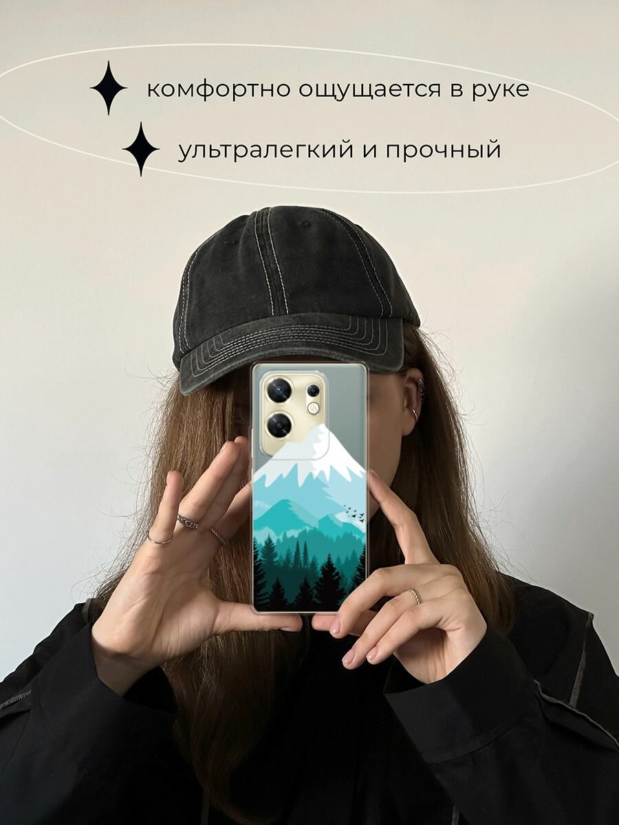 Чехол на Infinix Zero 30 4G / Инфиникс Зеро 30 4G с принтом "Синяя снежная гора", прозрачный — фото 1