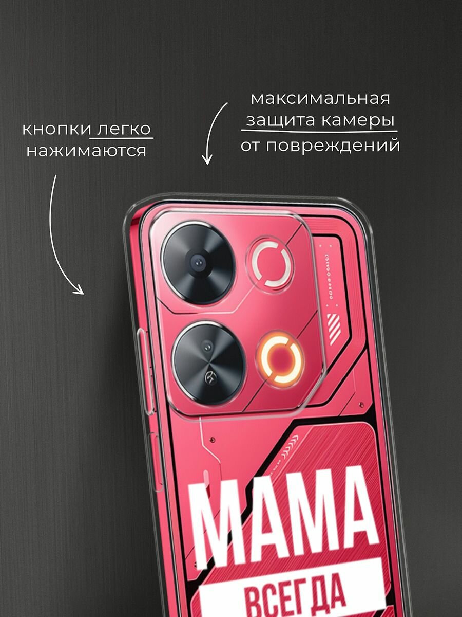 Чехол на Itel P65 / Ител P65 с принтом "Мама права", прозрачный — фото 1