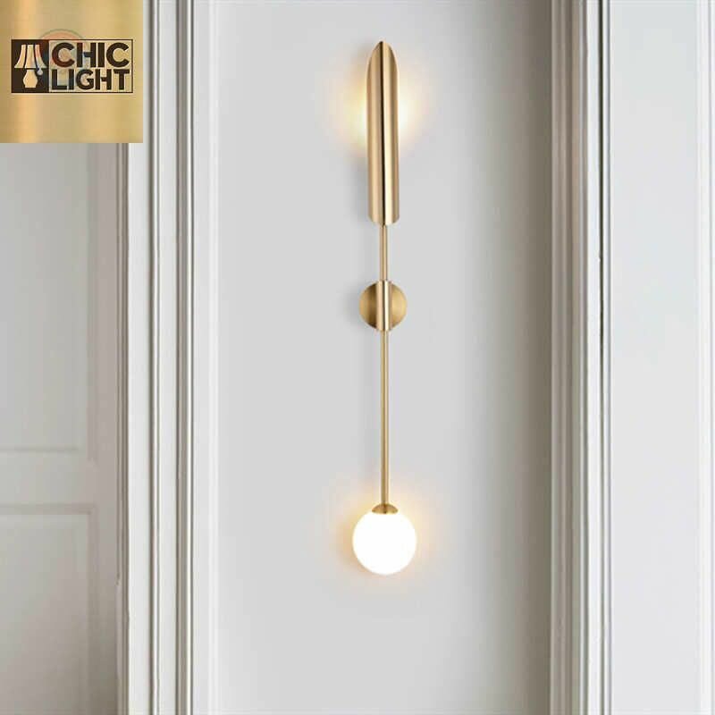 Современный настенный светильник в стиле минимализм, металлический светодиодный бра для гостиной и спальни, арт-деко шар из стекла и металла, теплый свет G9