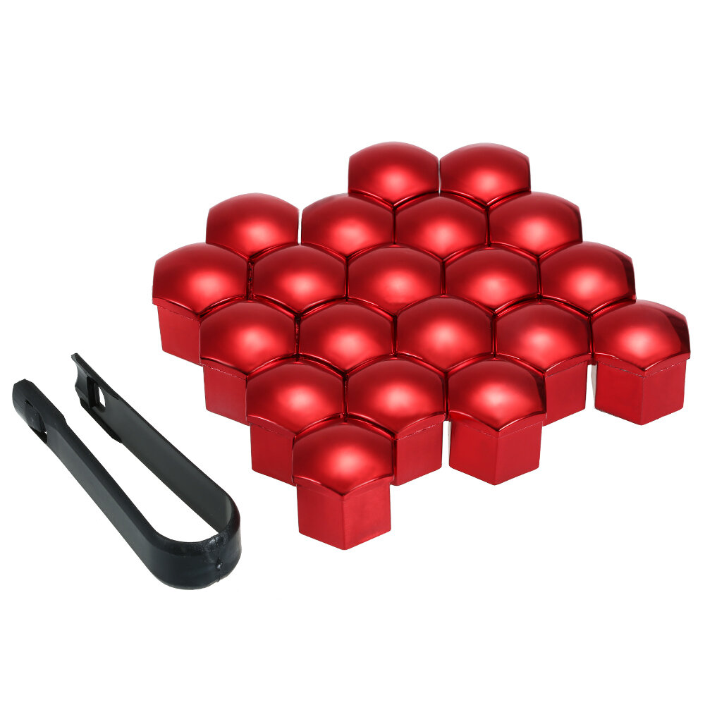 20шт Универсальные Крышки для Шпилек Колес 17мм, Капсы для Шпилек, Защитные Коврики для Винтов, Красный, Синий, ABS Пластик, Стандарт 17мм, Размер Упаковки 16*15*2см/6.3*5.9*0.8см, Вес 45г/1.58oz, В комплект входят 20 Капсы для Шпилек 17мм и 1 Инструмент