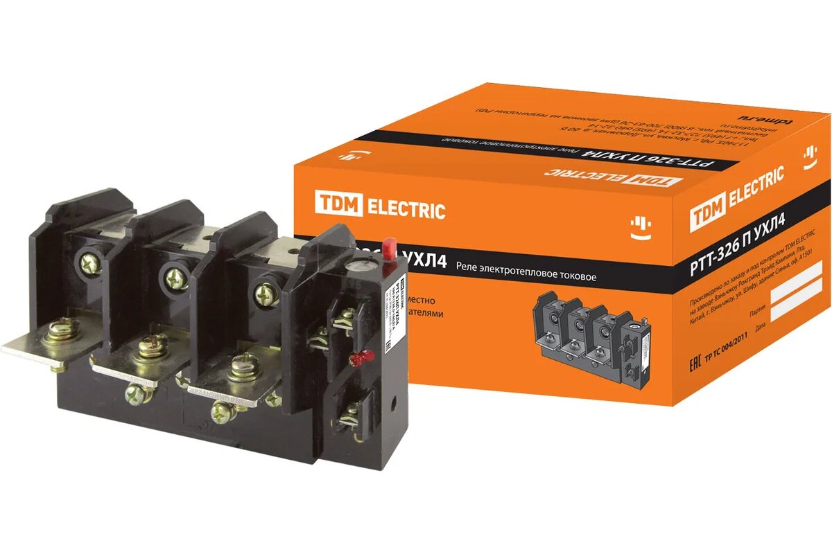 TDM ELECTRIC РТТ-326 П УХЛ4 тепловое реле 160 А (136-160 А) SQ0741-0007 для ЩР в сборе