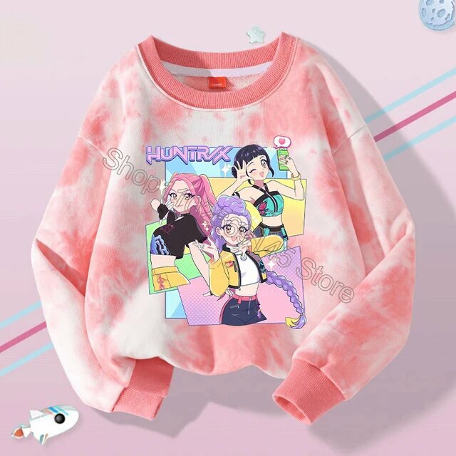 Новая детская толстовка с капюшоном K-Pop Demon Hunters с мультяшным принтом Kawaii, осенняя одежда с длинными рукавами для мальчиков и девочек, зимняя одежда, Размер:110
