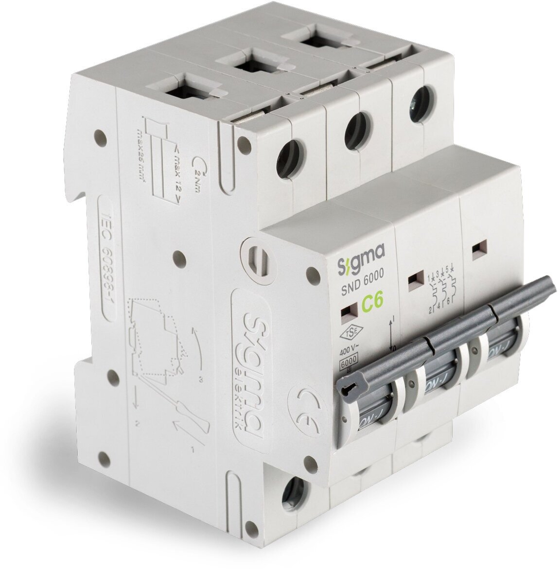 Автоматический выключатель 3P C 6A 6kA SIGMA ELEKTRIK
