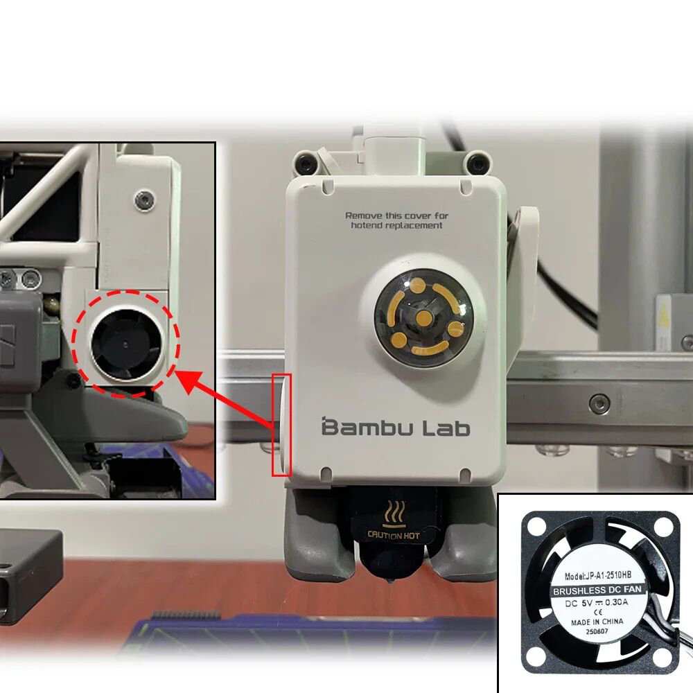 20000 об/мин для охлаждающего вентилятора Hotend Cooling Fan 2510 для комплекта охлаждения Hot End Cooling Fan для Bambulab A1 и A1mini
