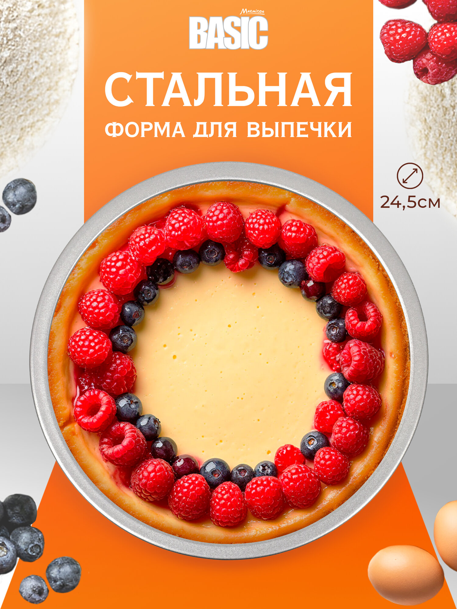 Форма для выпечки стальная "Круг", 24,5*2,5 см BASIC Marmiton