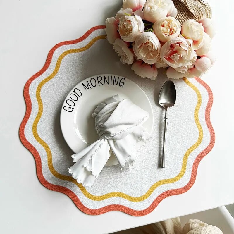 Коврик для стола Белый, Flower Orange, цветочный