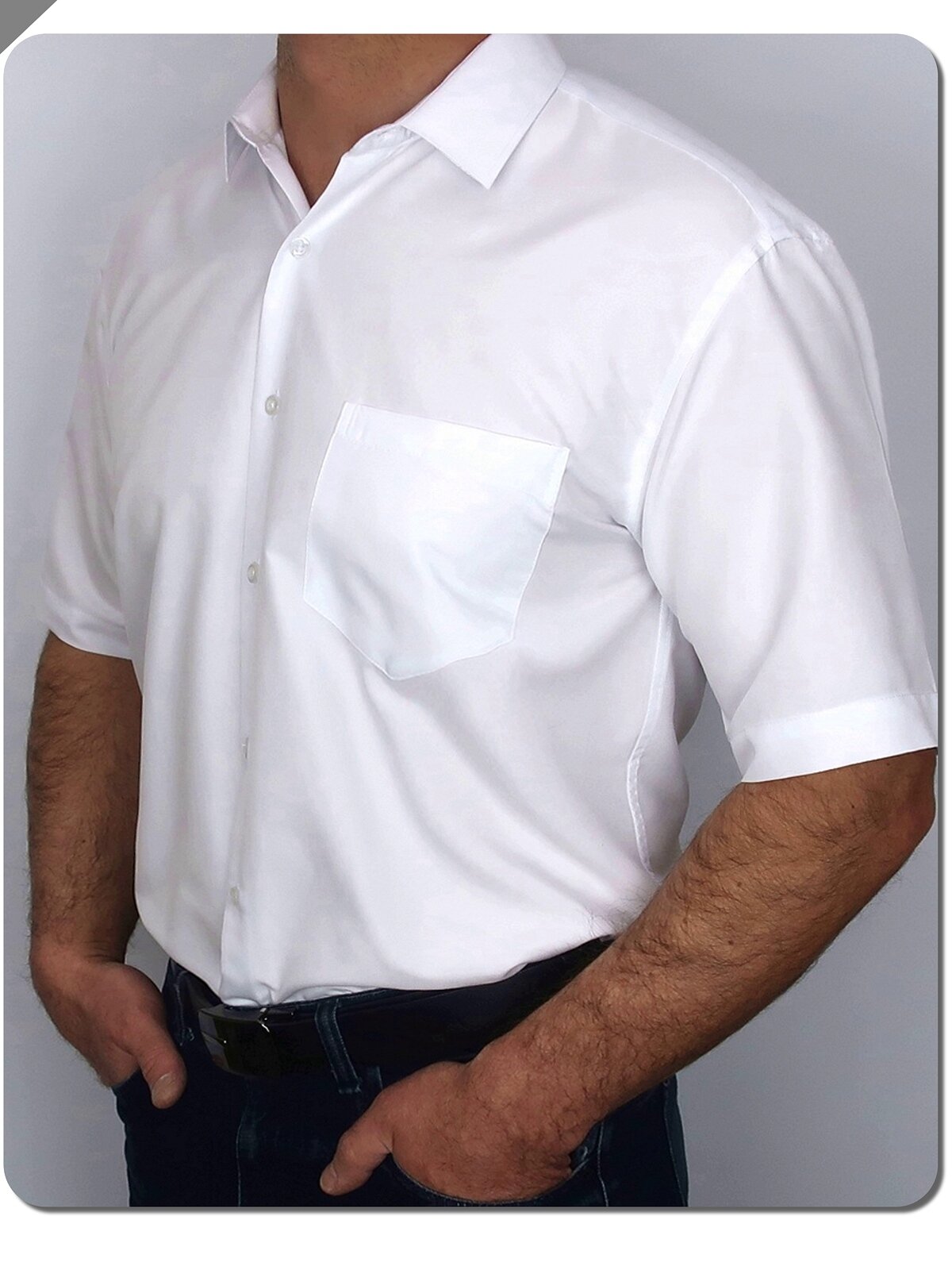Рубашка прямая классическая с коротким рукавом мужская рубашка, светлая сорочка, на пуговицах, рубаха на любой сезон, белая однотонная, с карманом, на любой сезон и на лето рубашка