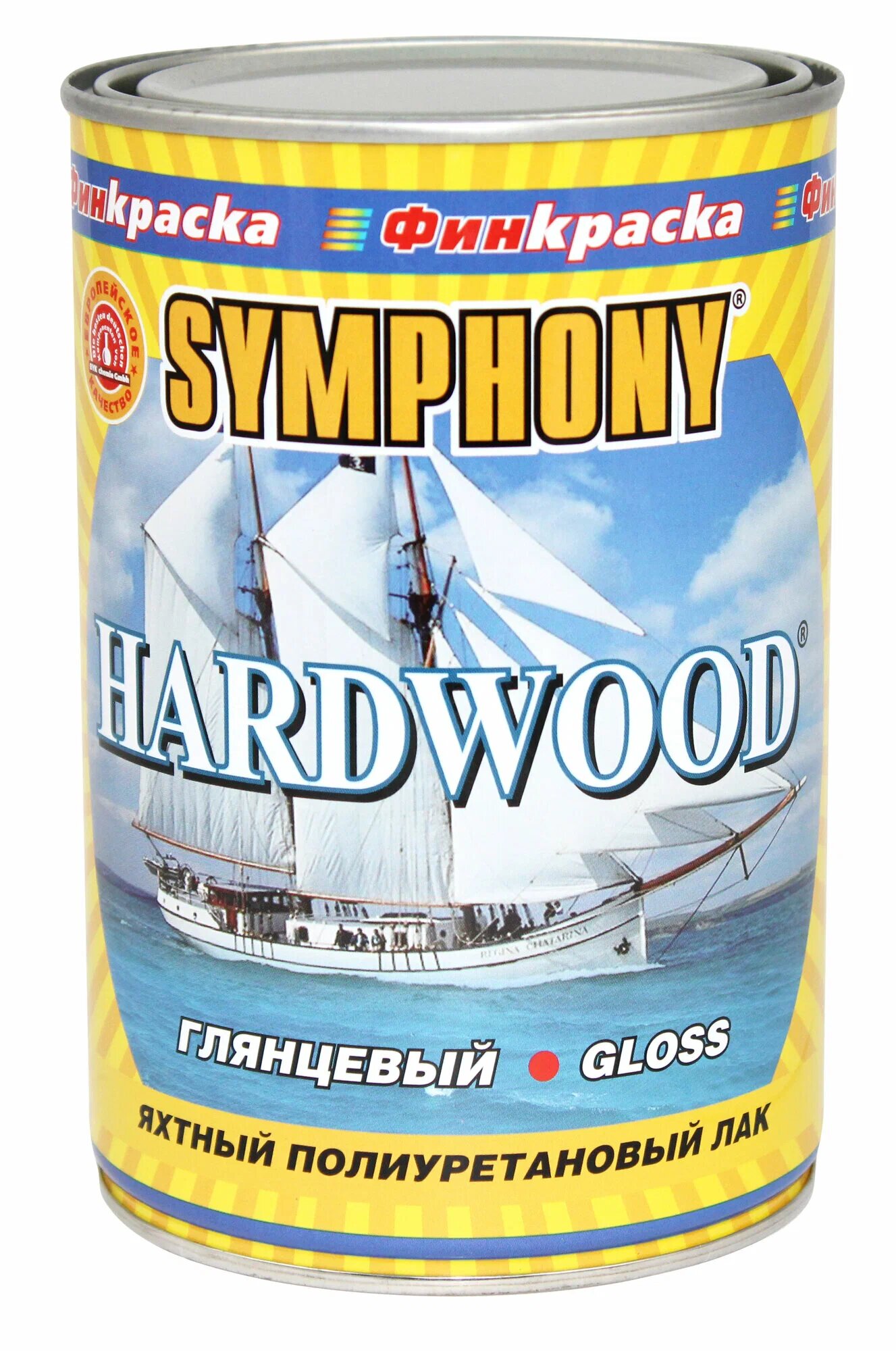 Лак SYMPHONY HARDWOOD яхтный, полиуретановый, влагостойкий, глянцевый 0,9л