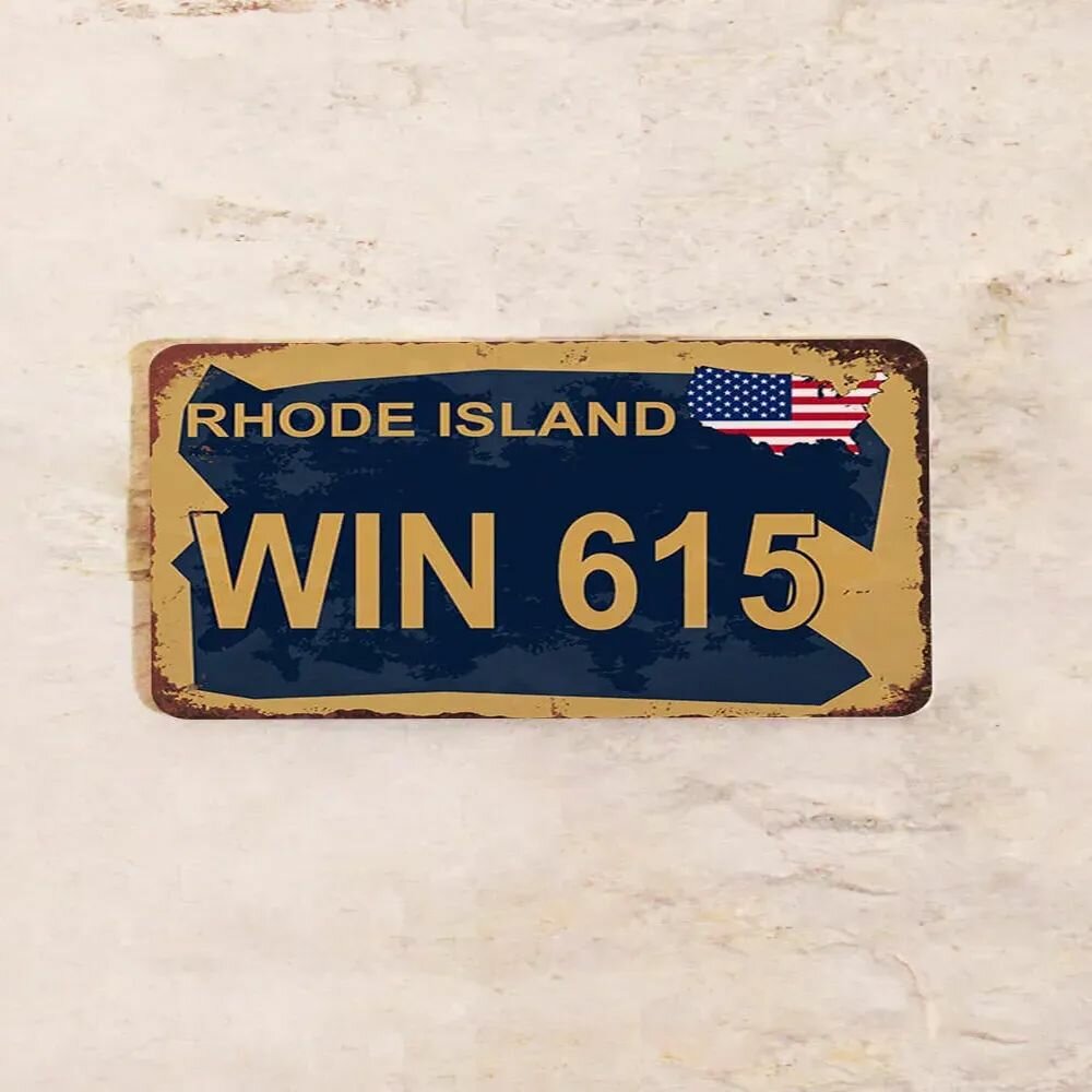 Автомобильный номер Род Айленд, Rhode island, USA крафтовые номера на машину и для декора, металл, 15х30 см.