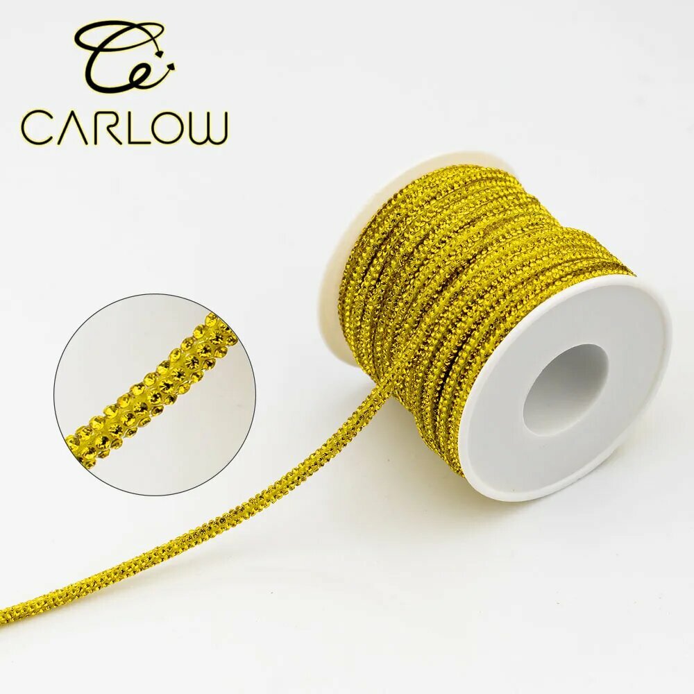 CARLOW веревка с Citrine стразами, 3 мм, 10 ярдов