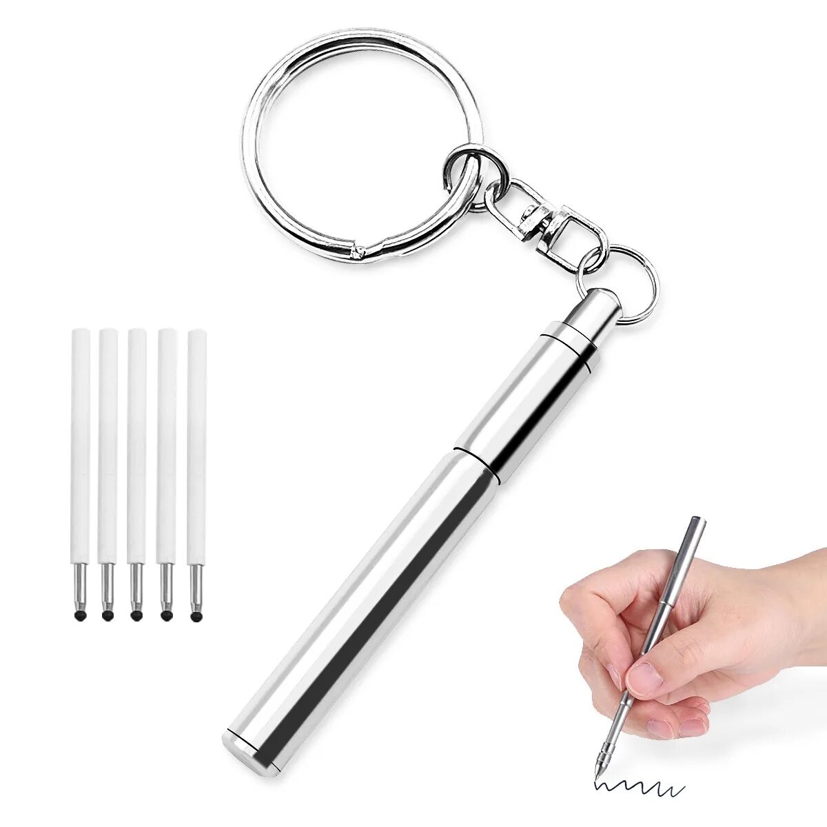 Металлическая ручка-брелок из нержавеющей стали, Pen and pen core5