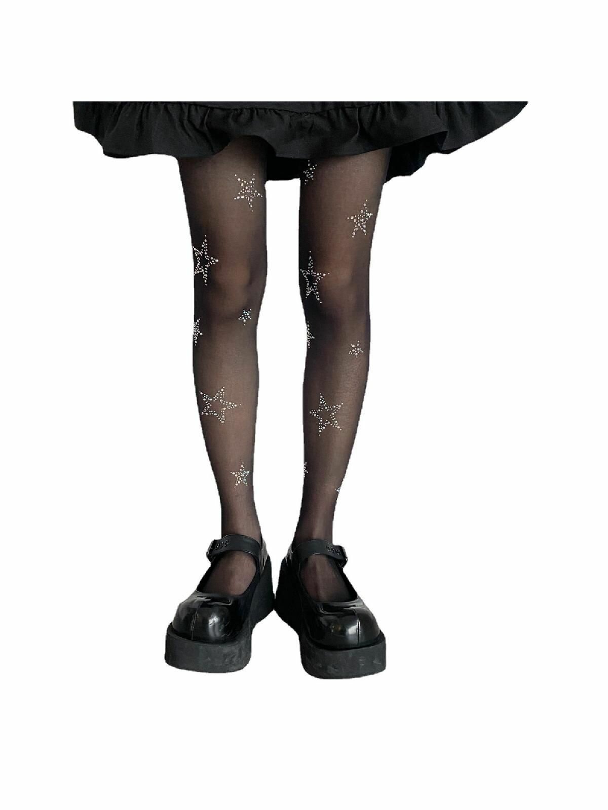 Прозрачные чулки с камнями