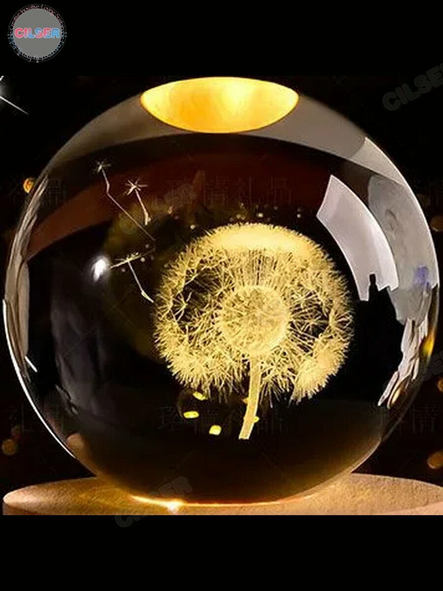 Светильник декоративный "Хрустальный шар" с подсветкой Одуванчик, от USB, шар 6см