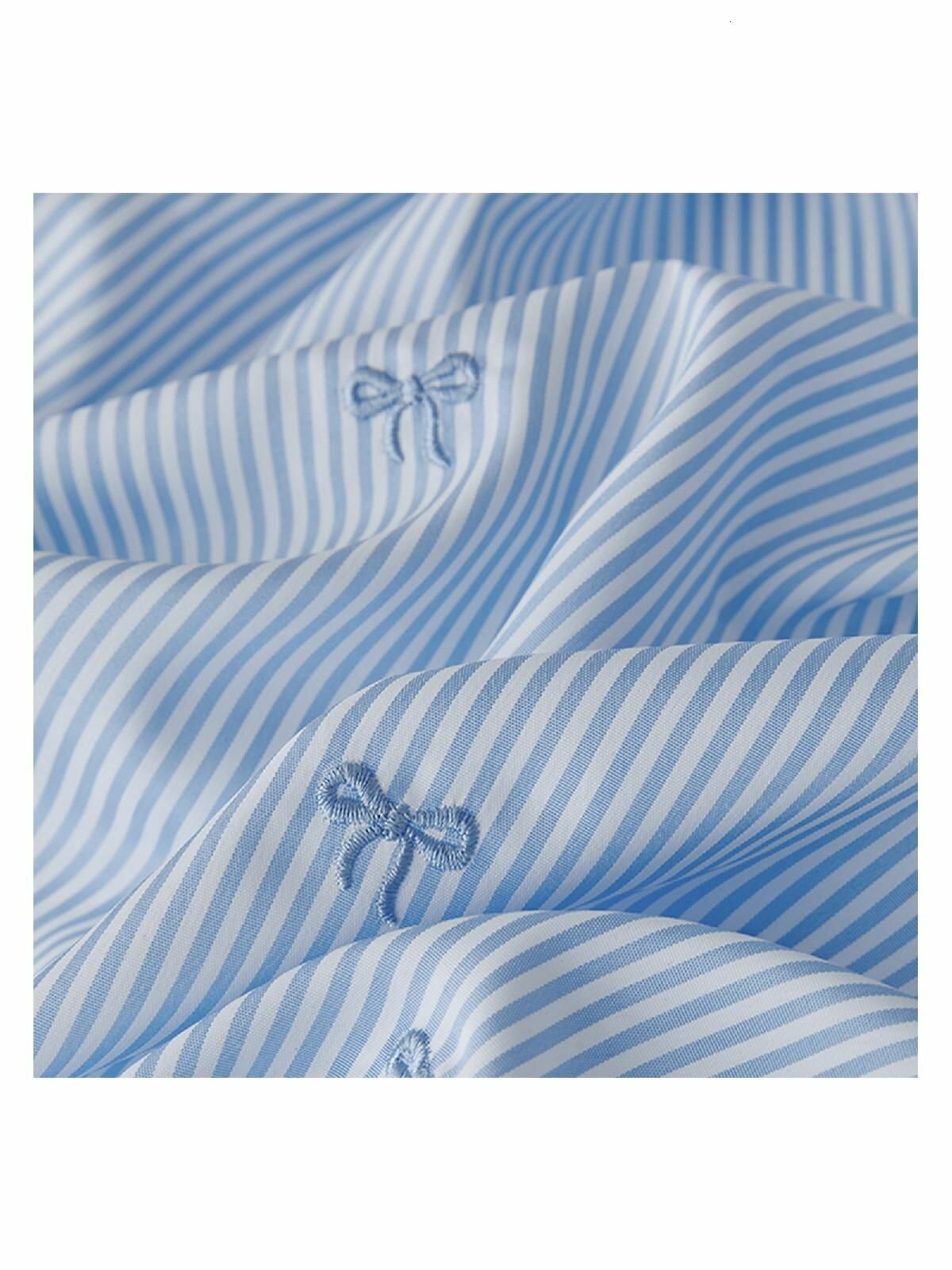 Ткань для дизайна одежды с вышивкой бантами, Синий