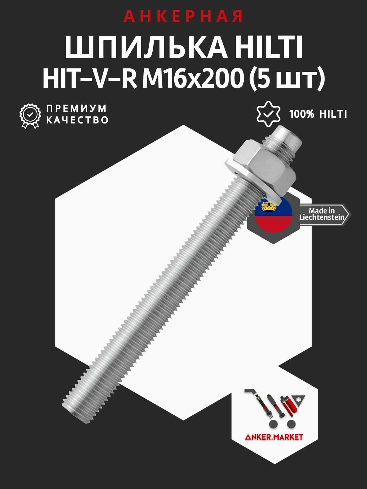 Анкерная шпилька HIT-V-R M16x200 /5шт