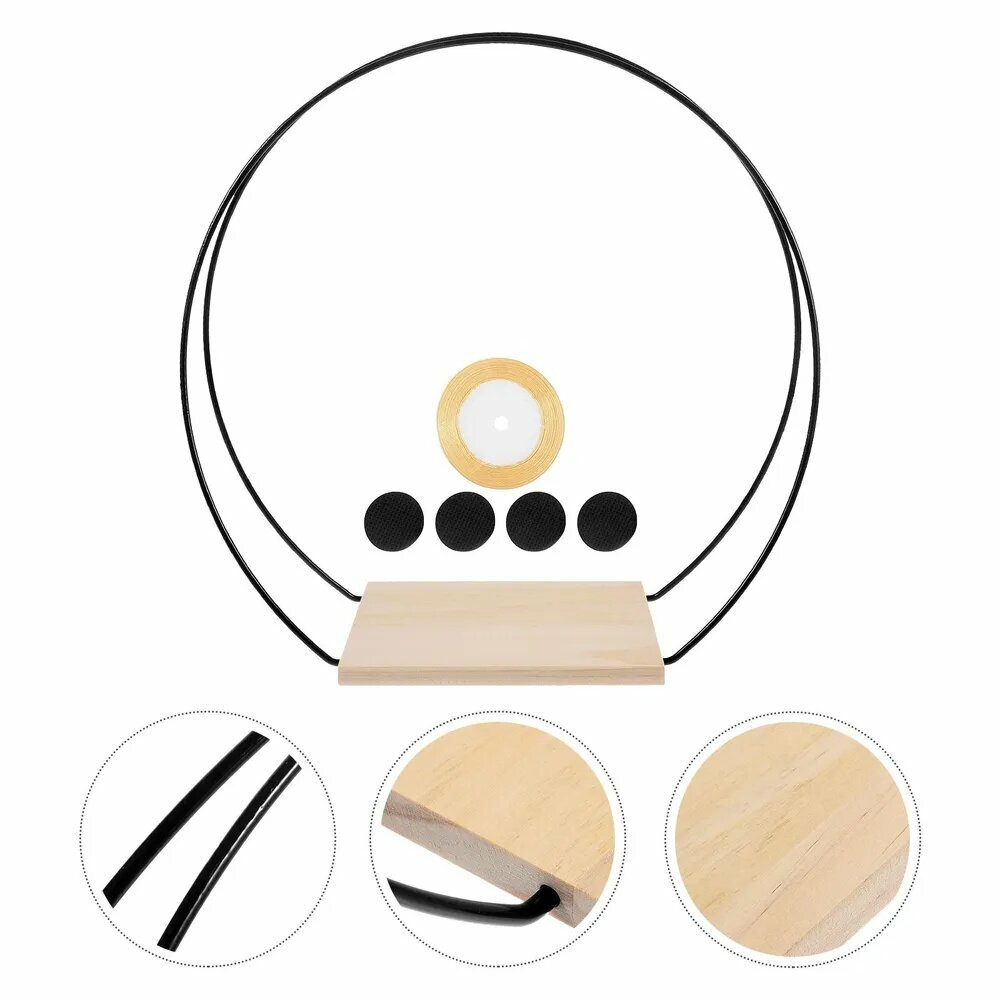 Набор из 3 черных железных цветочных колец с деревянной подставкой для творческих проектов и свадебного декора