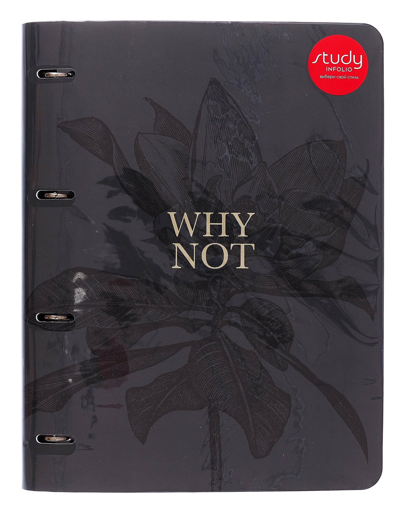 Тетрадь А4 120л кл. "Aesthetics", на кольцах, сменный блок, обложка кожзам, тиснение фольгой, индивидуальная упаковка