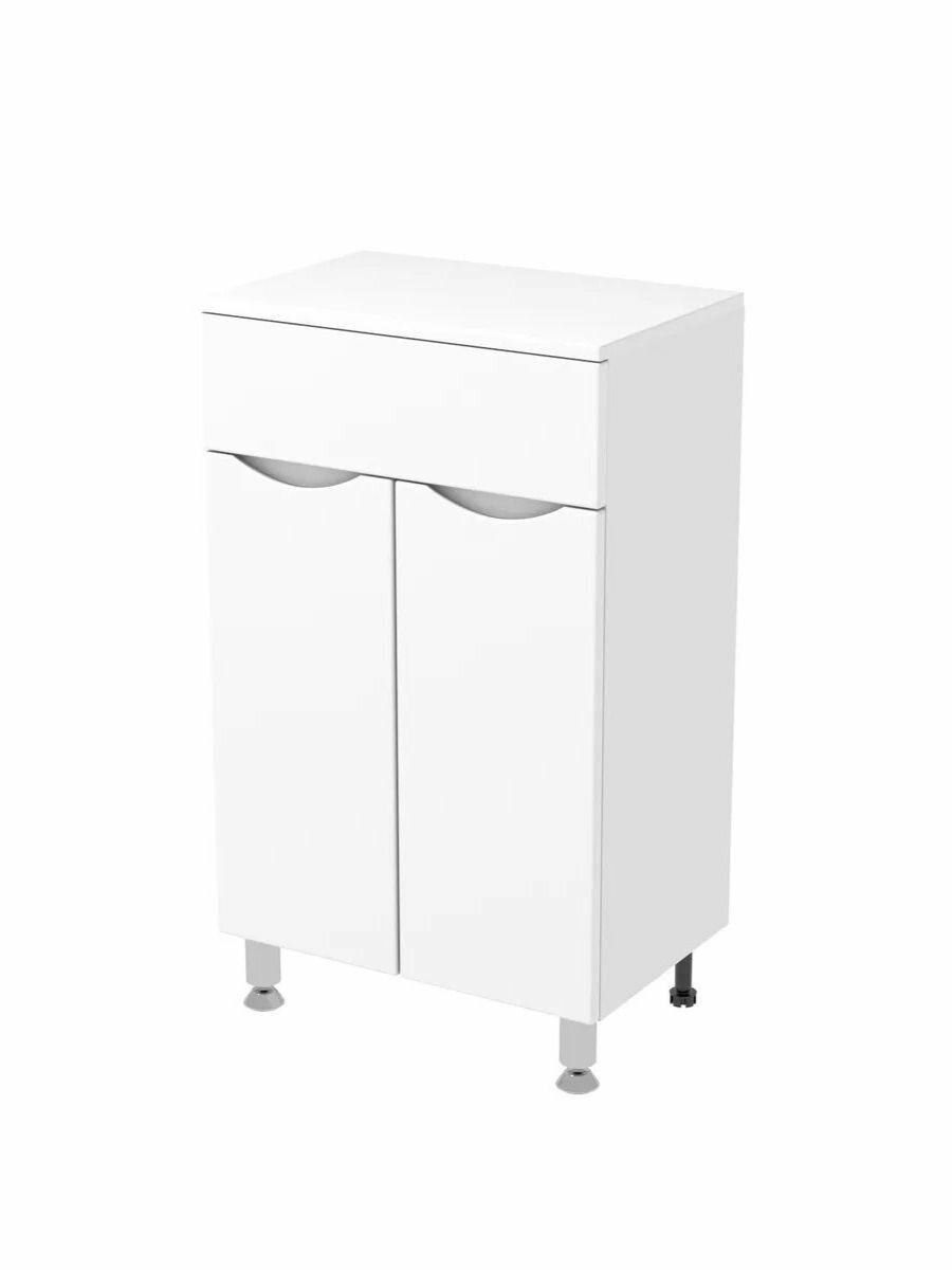 Комод, тумба для ванной комнаты, Fauraplus Анита 50 c полками, белый, глянцевый