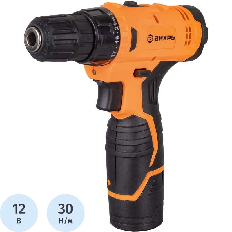 Дрель-шуруповерт аккум. Вихрь ДА-12-1 12В, NiCd, 1.3Ач, 24Нм (72/14/11)