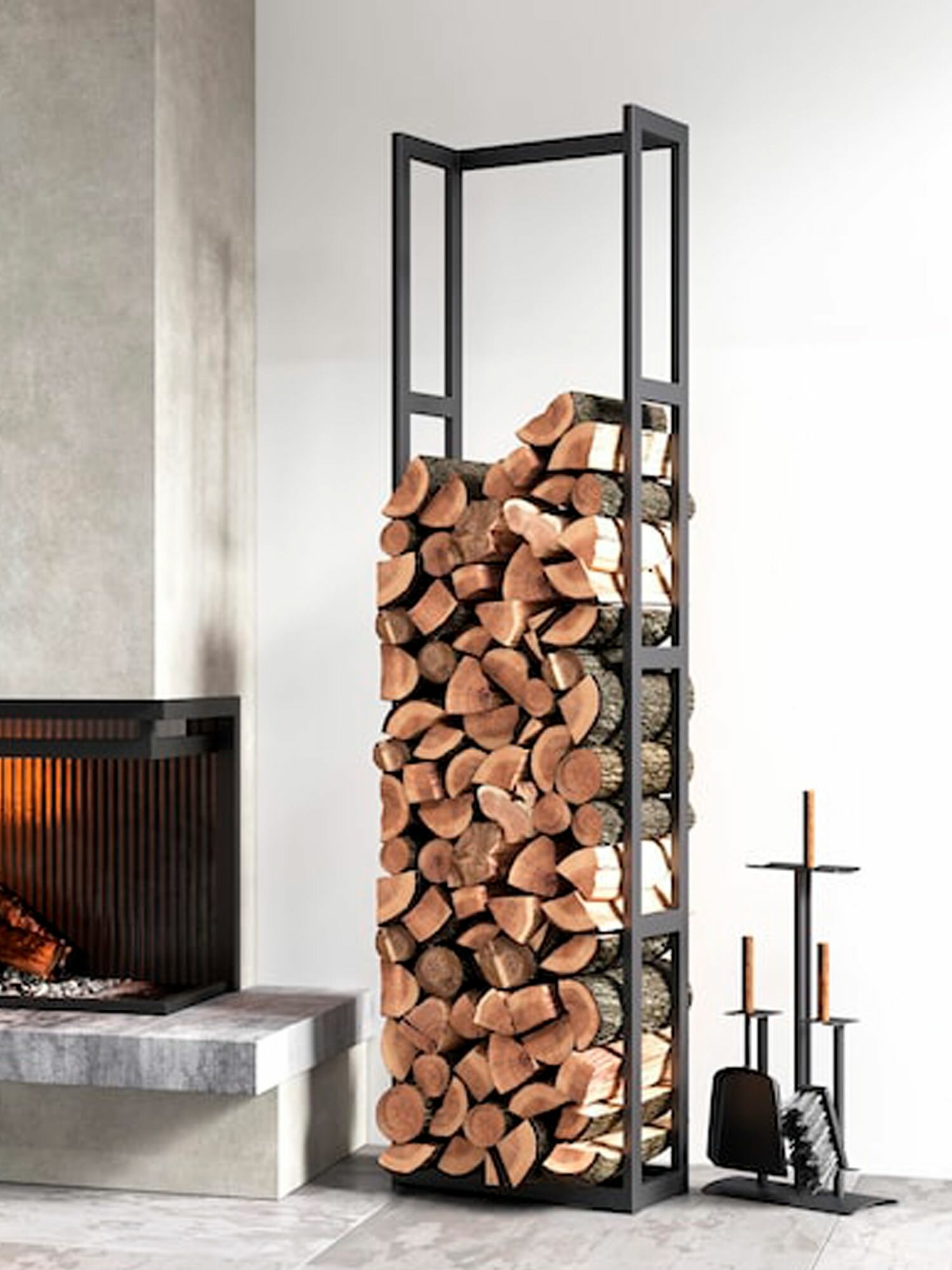 Супер-прочная дровница из металла LOFT 195x50x30 см