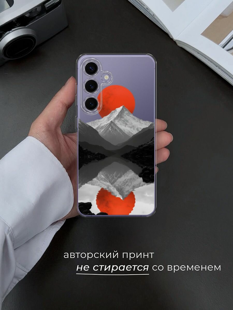 Чехол на Samsung Galaxy S24 Plus / Самсунг S24 Plus с принтом Белая гора 2, прозрачный — фото 1