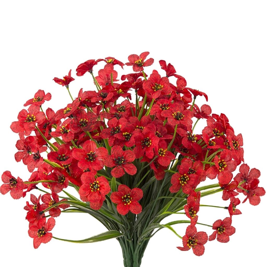 8 искусственных цветов, весенняя трава, фиалки, современный дом, наружное украшение двора, пластиковые цветы-красный