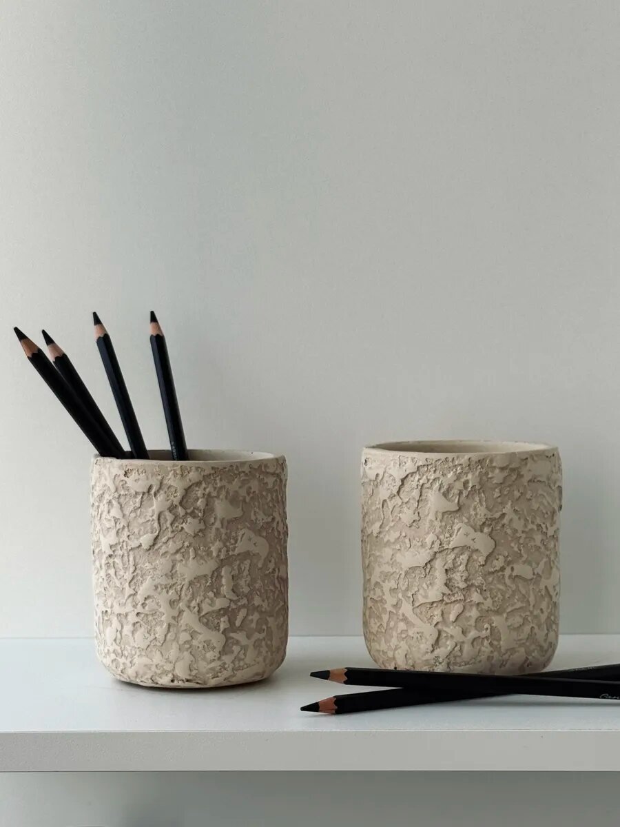 Стакан для канцелярии круглый Beige (2шт)