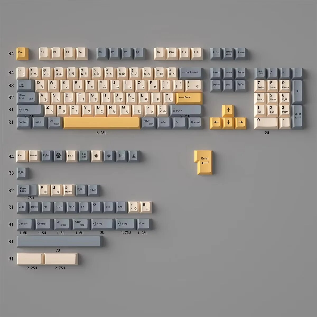 Desert Style 144 Key Phonetic Notation Japanese Russian Keycaps Thermal Sublimation Cherry Mechanical Keyboard DIY Custom Keycap