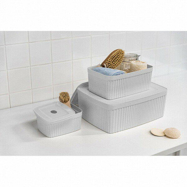 Контейнер для хранения Econova с крышкой "Velvet" светло-серый флэк, 29,5х22,5х11 см 6,55 л