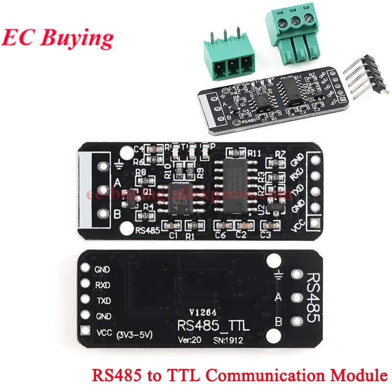 Модуль преобразователя уровня RS485 RS232 EC Buying 1pc, RS485 to TTL Black