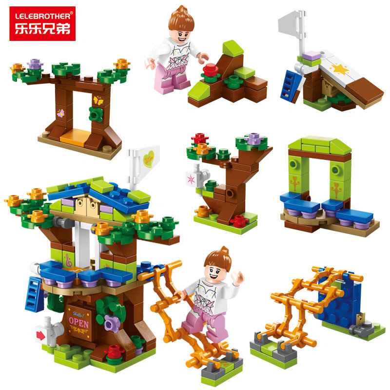 Совместимые с LEGO строительные блоки Lele Brothers 8732-3 для детей, мини-автомобильная тематика, игра в постройку с