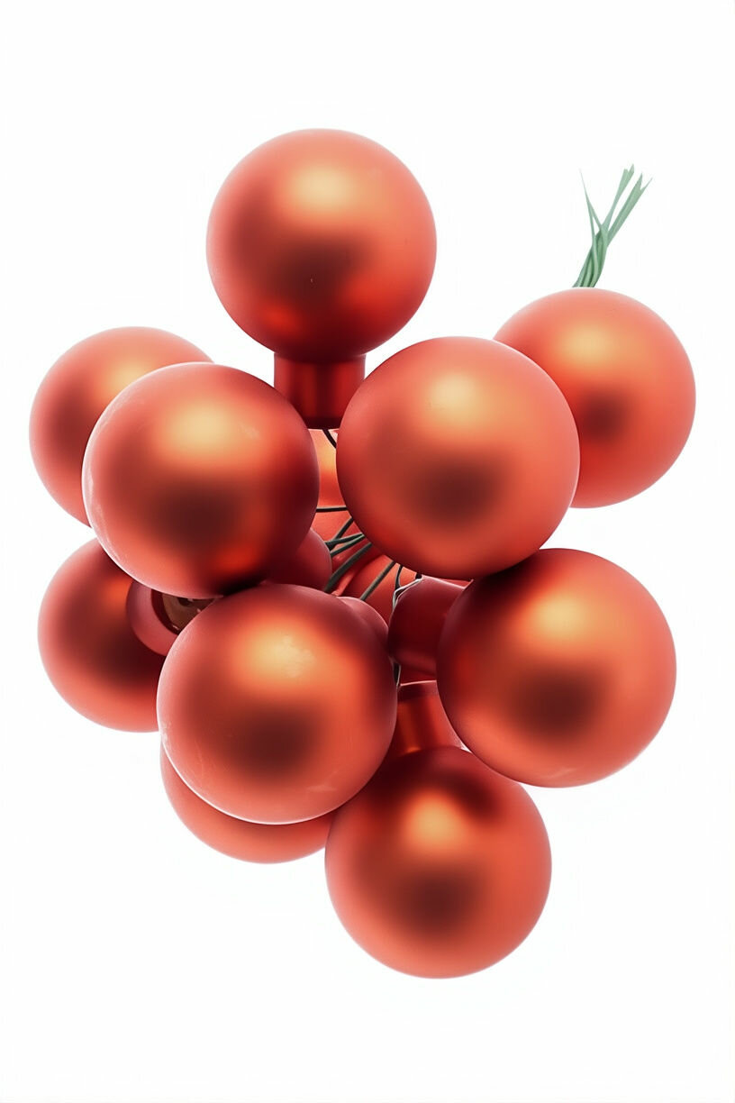 Гроздь стеклянных матовых шариков на проволоке, 12 шаров по 25 мм, цвет: оранжевый осенний, Winter Deco 2000693