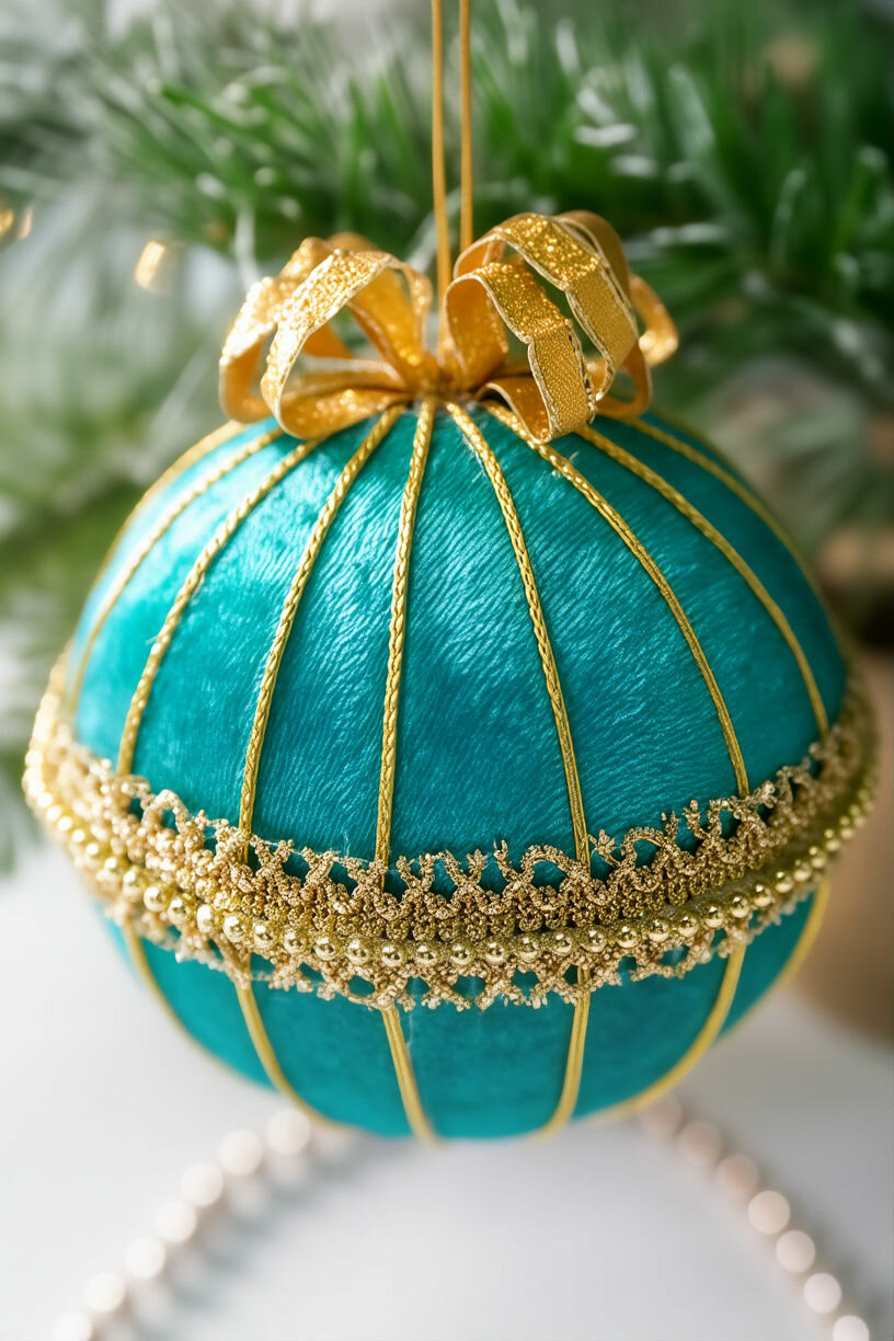 Ёлочный шар салон принцессы, коллекция винтажный ШИК, полиэстер, бирюзовый, 11 см, Winter Deco 2007325