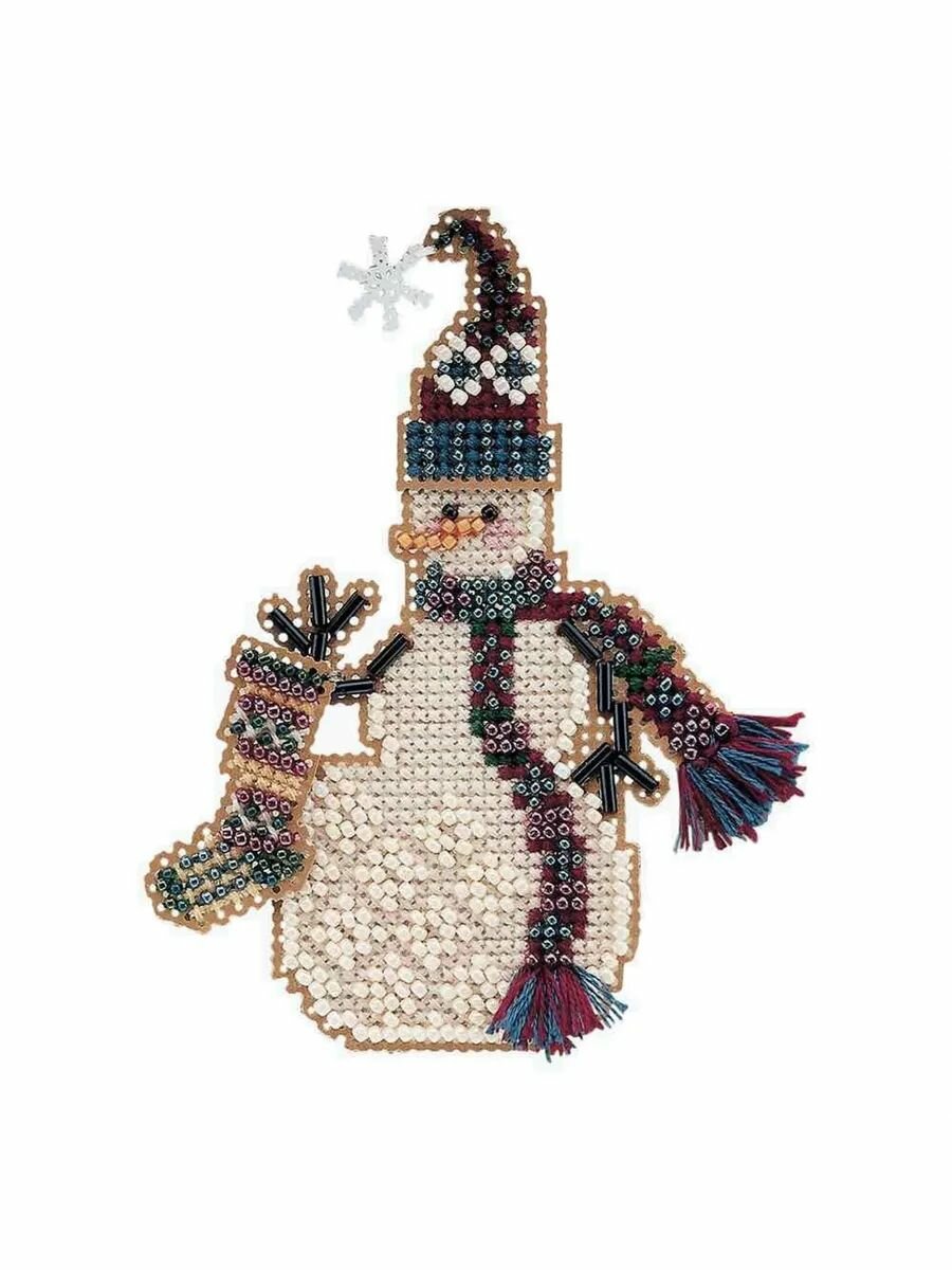 Набор для вышивания "Снеговик с сапожком" (6.5 x 7.5 см.) / Mill Hill MHSC27