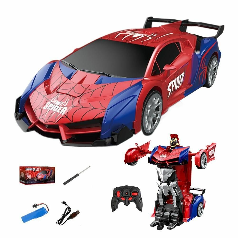 1 шт. радиоуправляемая машинка в масштабе 1:18, трансформирующийся робот, трансформация одной кнопкой, игрушка подарок для мальчиков 3-5 лет