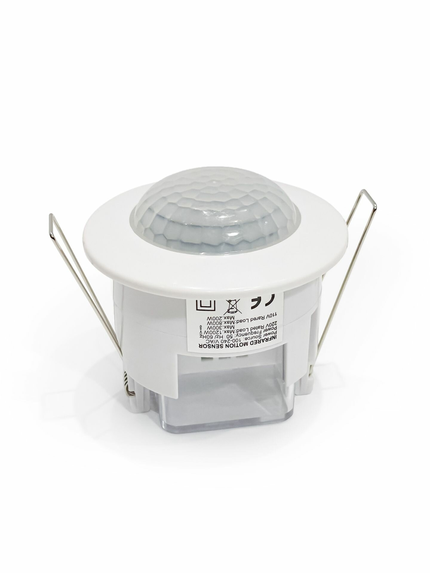 Точечный датчик движения и света инфракрасный, встраиваемый, 220 В, 360 градусов, белый, диаметр 65 мм