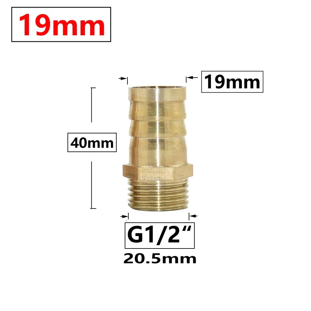 Латунный фитинг G1/2", 19 мм, для шланга, Цвет: C