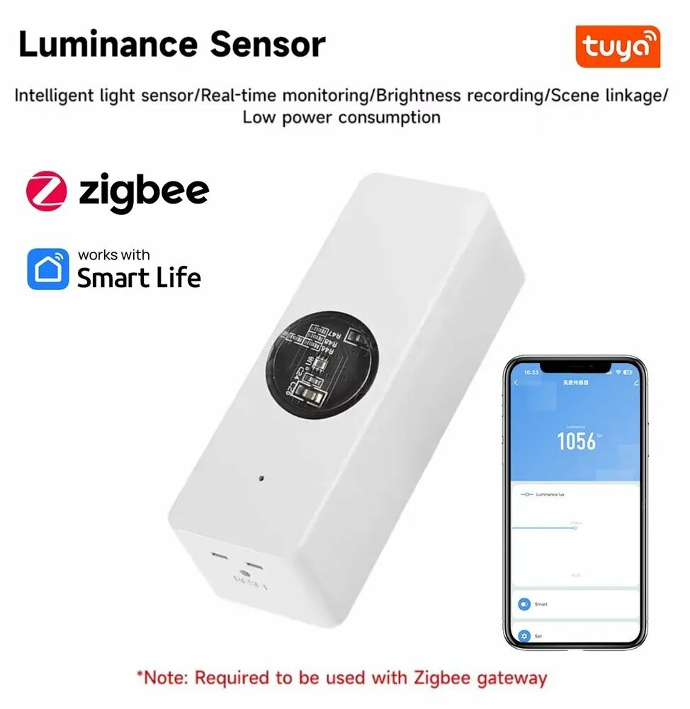 Умный датчик освещенности Zigbee, tuya smartlife