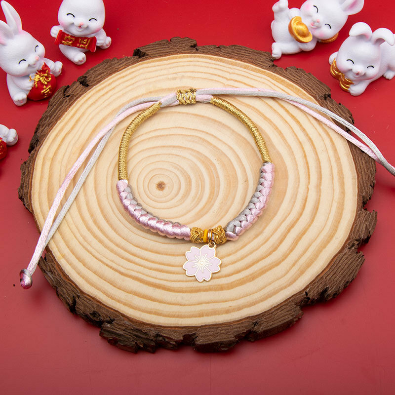 Ошейник ручной работы из красной веревки для кошек и собак, с бусиной удачи, милый новогодний декоративный ошейник для