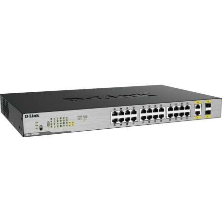 D-Link DGS-1026MP/B2A Неуправляемый коммутатор с 24 портами 10/100/1000Base-T, 2 комбо-портами 100/1000Base-T/SFP (24 порта PoE 802.3af/at, PoE-бюджет