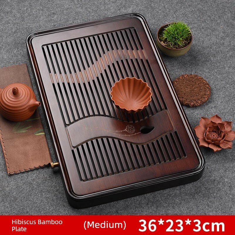Бамбуковый чайный поднос с отсеком для воды, столик для заваривания чая, простой маленький чайный столик для дома,