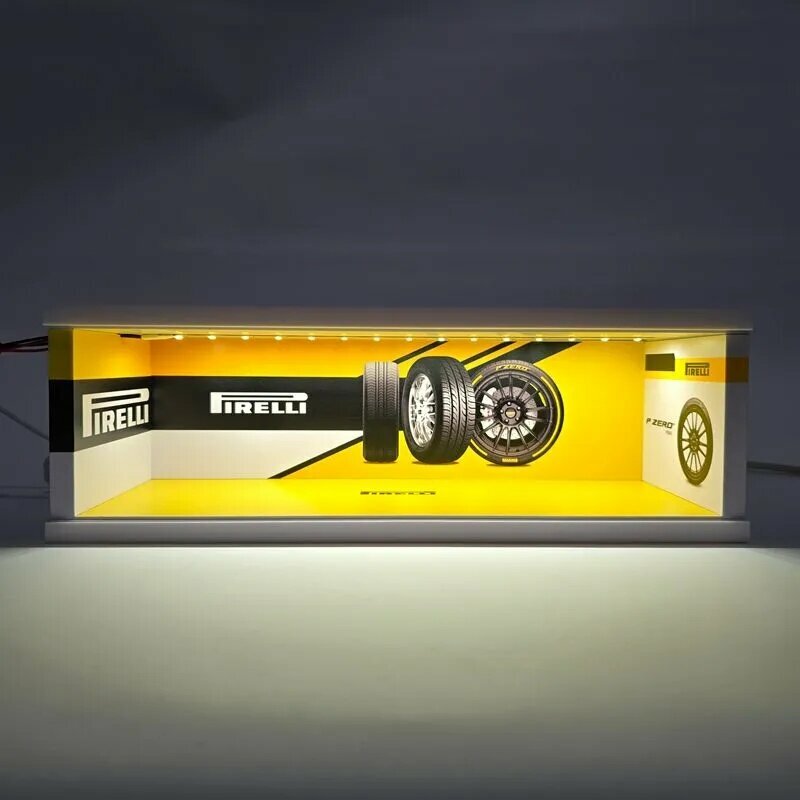 Станция технического обслуживания автомобилей, металлическая автостоянка в масштабе 1:64, витрина на специальных колесах, со светодиодной подсветкой