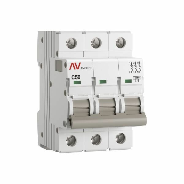 Выключатель автоматический модульный 3п C 50А 10кА AV-10 AVERES EKF mcb10-3-50C-av