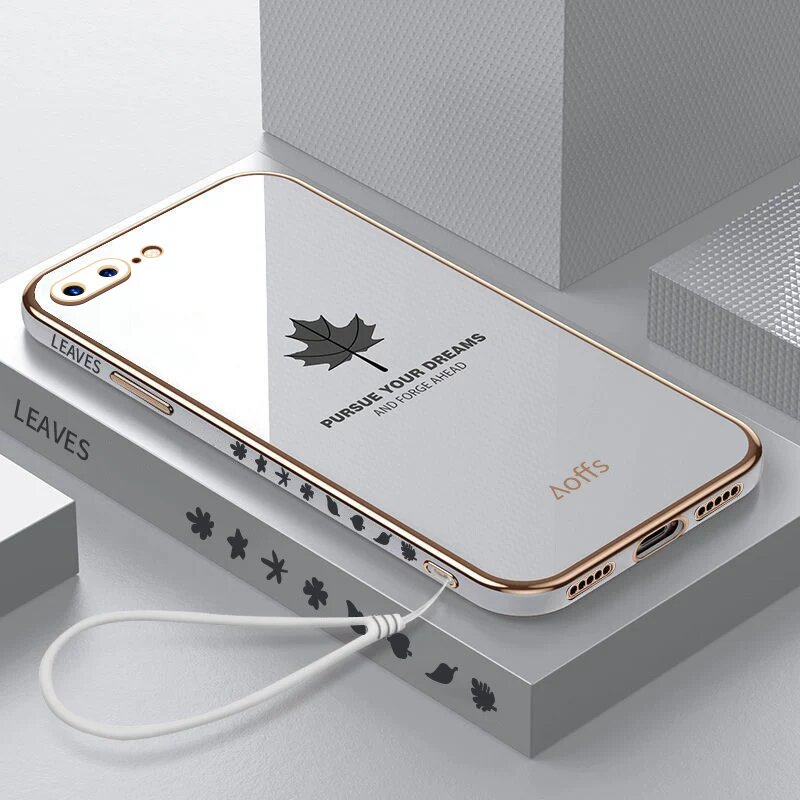 Силиконовый чехол для iPhone 7 Plus/8 Plus с листом на боку, элегантный белый - ударопрочный и полная защита