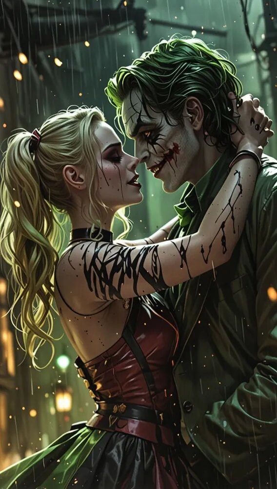 Алмазная Картина "джокер И Харли Квинн" 5D Круглый Бриллиант 40х50 См.