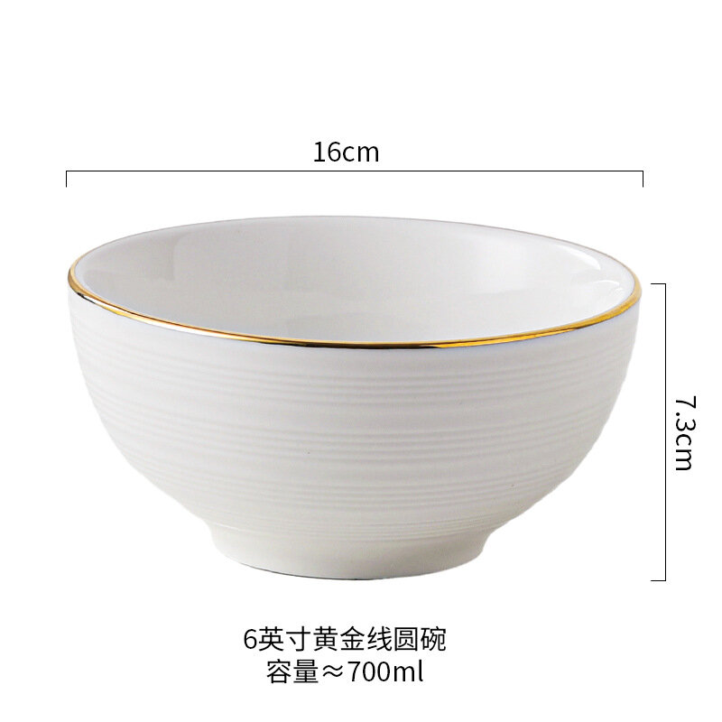 Японская стильная рисовая миска для домашнего использования, креативная керамическая миска с золотым краем, маленькая миска с высококачественным ощущением, миска для лапши, салатная миска, большая миска, столовые приборы